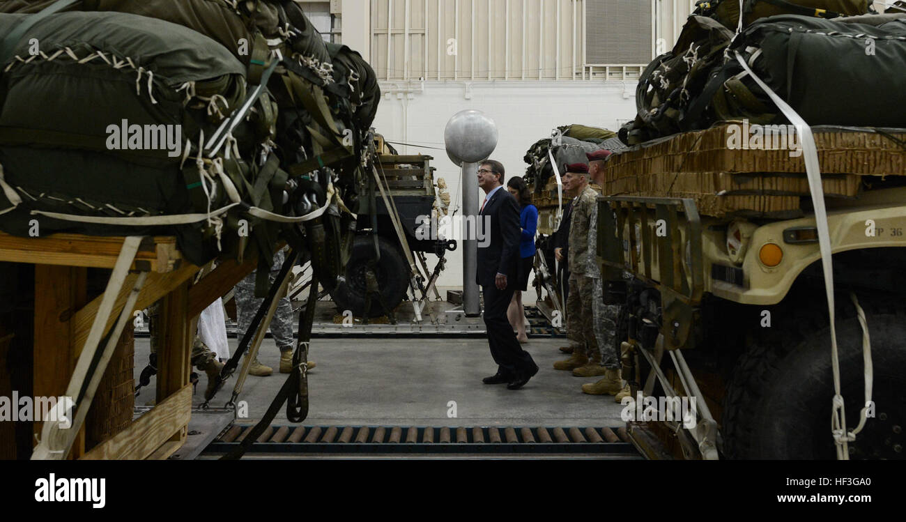 The Secretary of Defense inspects air drop facilities at Fort Bragg ...