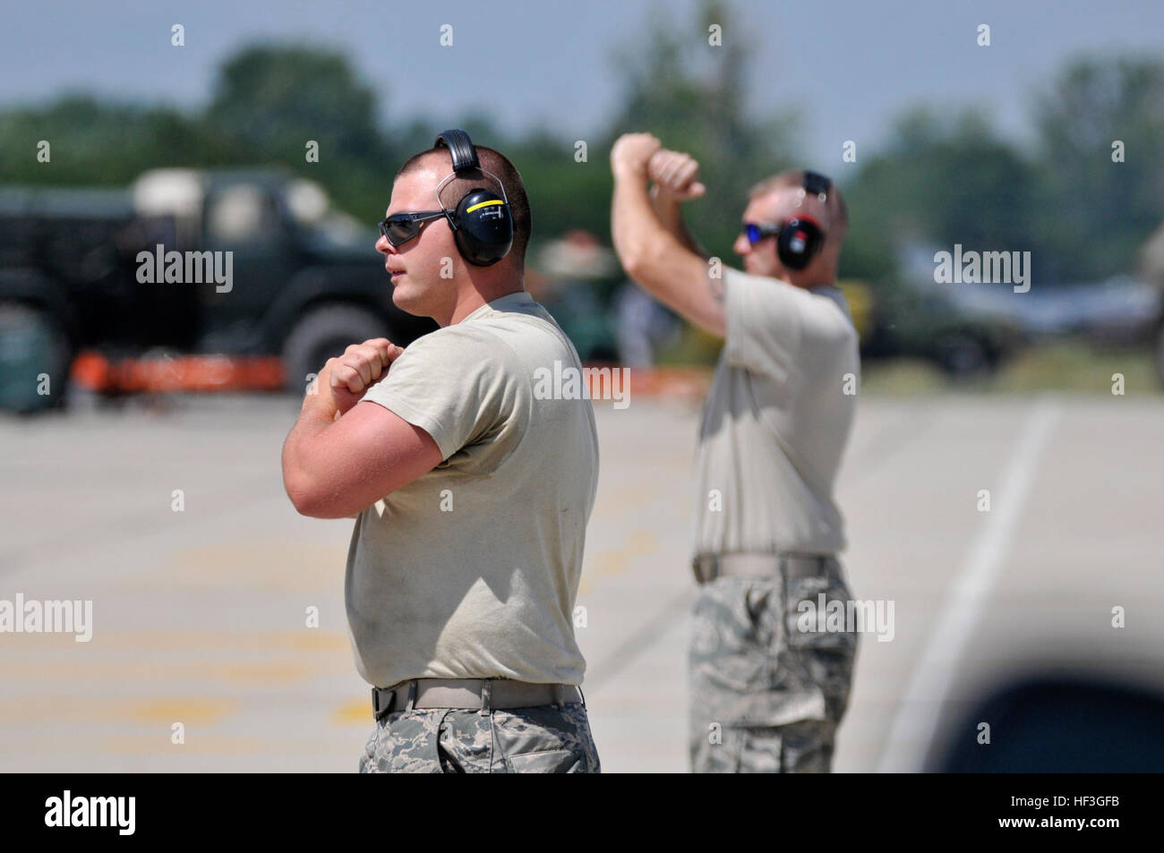 U.S. Air Force Senior Airmen Keith Bates, left, and Mark Cavanaugh ...