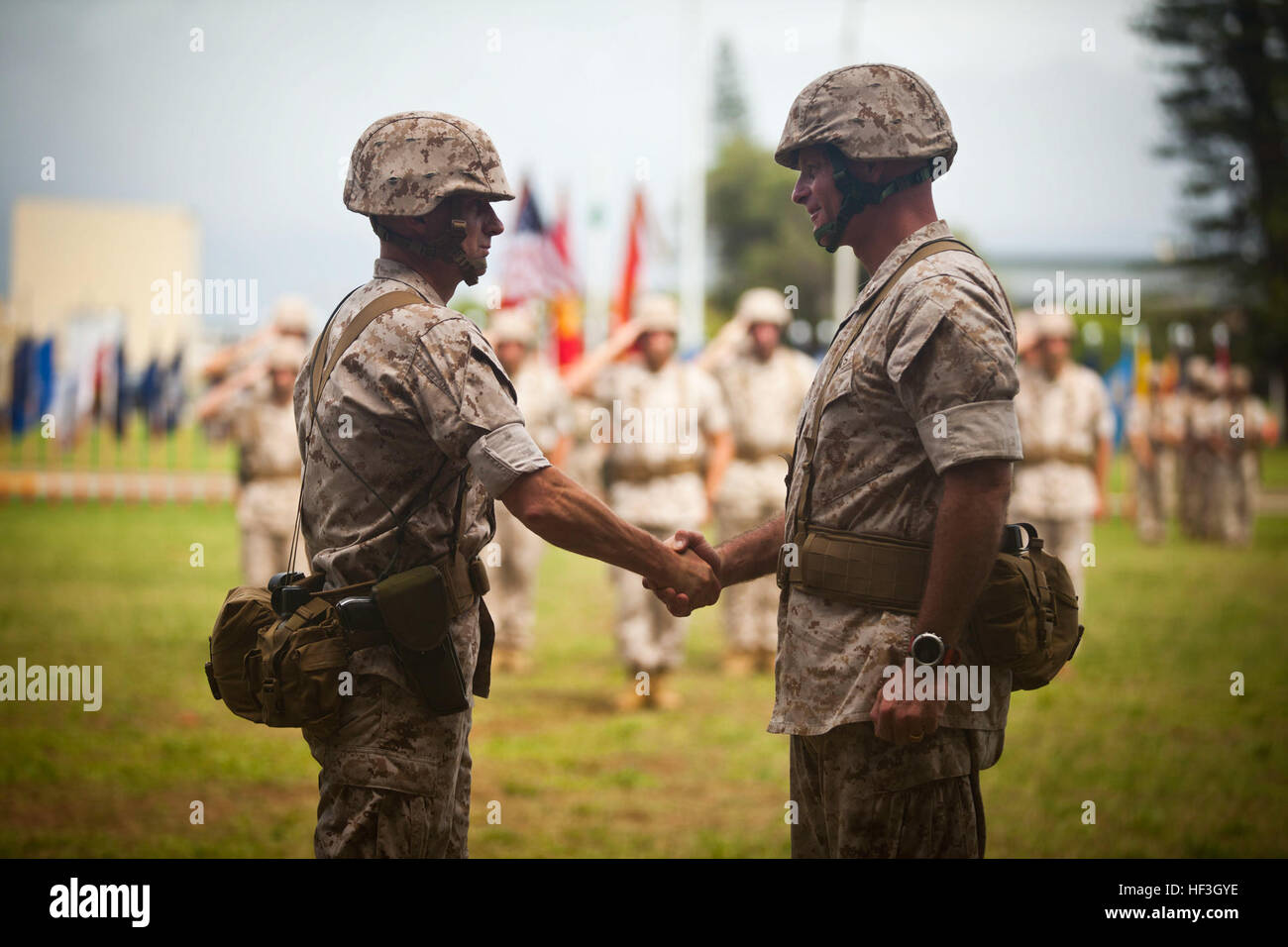 U.S. Marine Corps Col. Timothy E. Winand (right), outgoing 3rd Marine ...