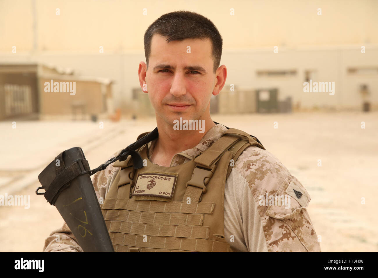A U.S. Marine embarkation specialist at Al Asad Air Base, Iraq, manages ...