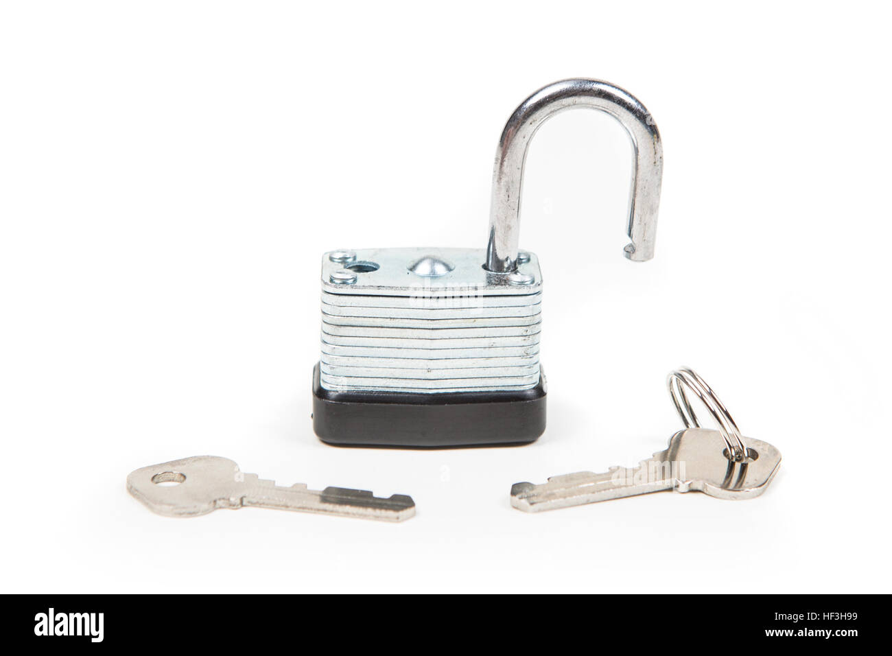 Padlock and keys isolated on white background Stock Photo - Alamy