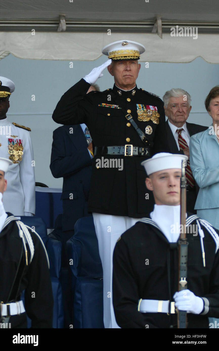 Gen. James T. Conway, 34th commandant of the Marine Corps, salutes the ...