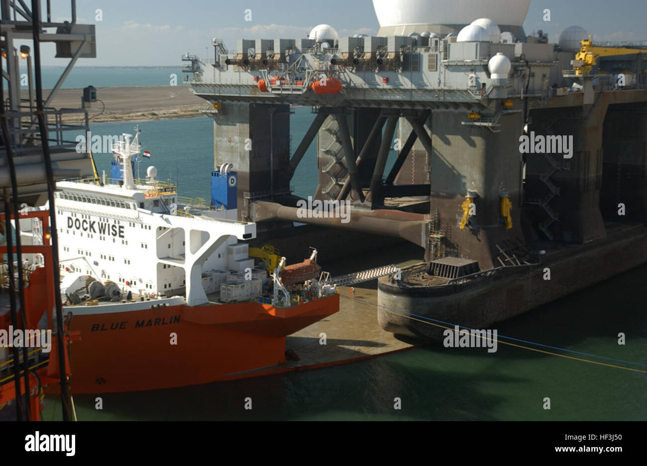 X band radar platform at Pearl on Heavy lift Marlin Stock Photo - Alamy