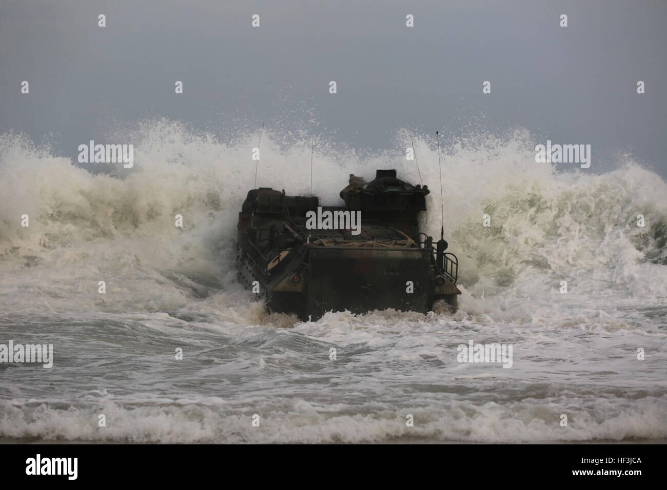 An amphibious assault vehicle with 1st Platoon, Bravo Company, 2nd ...