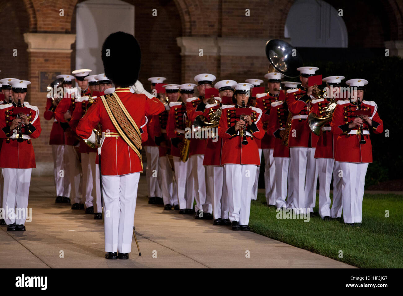 U.S. Marines with the Marine Corps Band perform during an evening ...