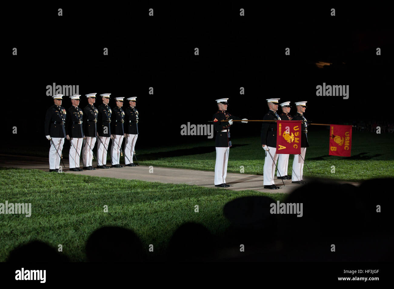 U.S. Marines with Marine Barracks Washington (MBW) performs during an ...