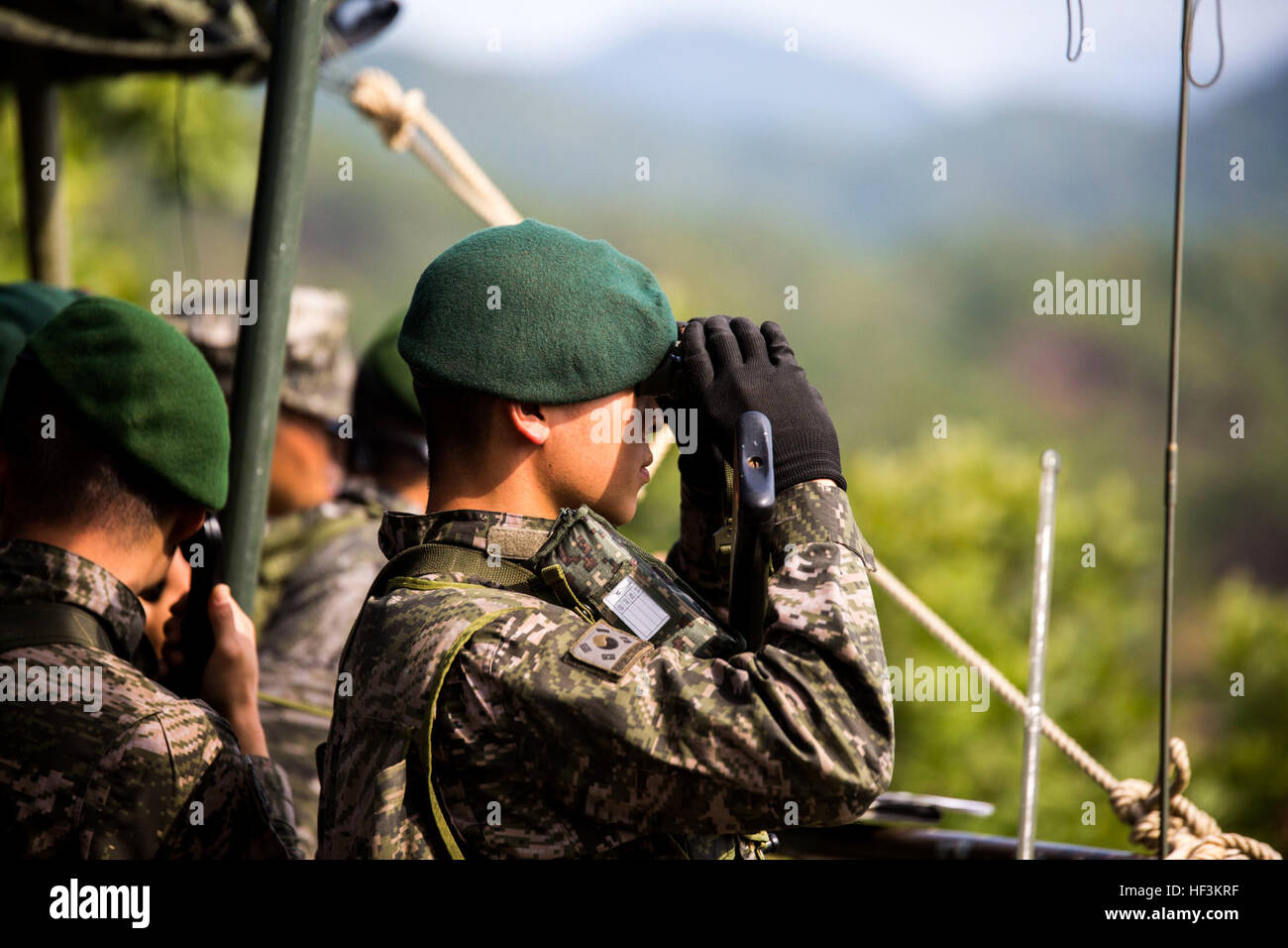 Republic of Korea Marine Staff Sgt. Yeongho Kim observes the M48A3K ...