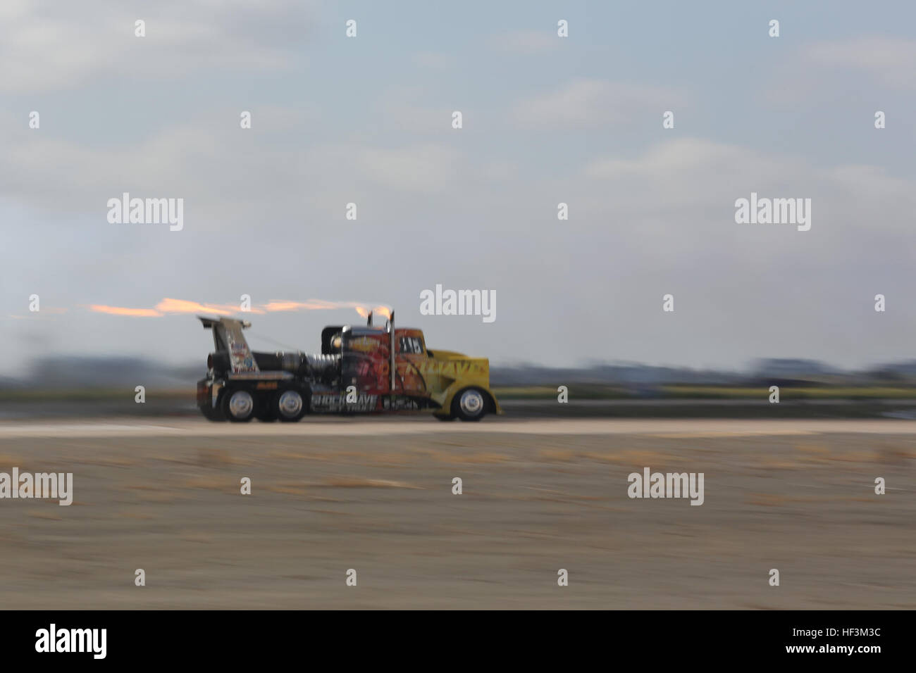 The Shockwave Jet Truck races down the flight line during the 2015 MCAS ...