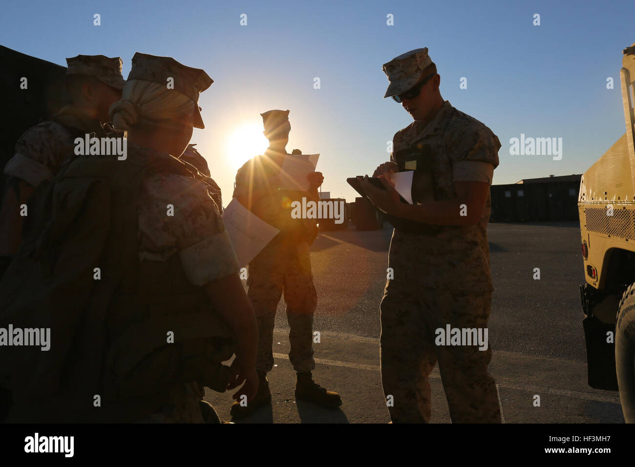 Marines receive their designated routes during an Incidental Humvee ...