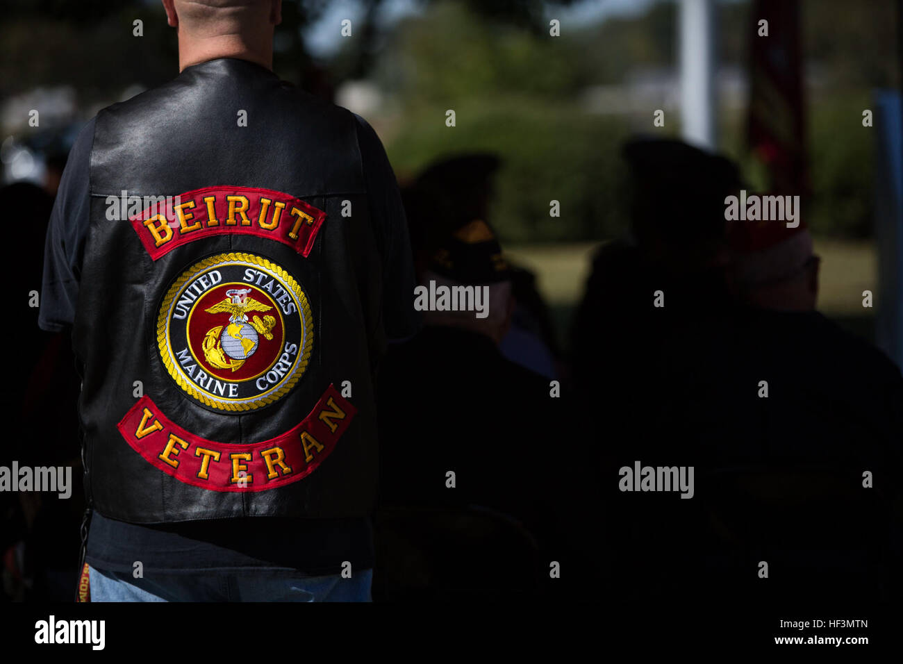 A Marine Veteran of the Beirut Bombing watches a wreath laying ceremony ...