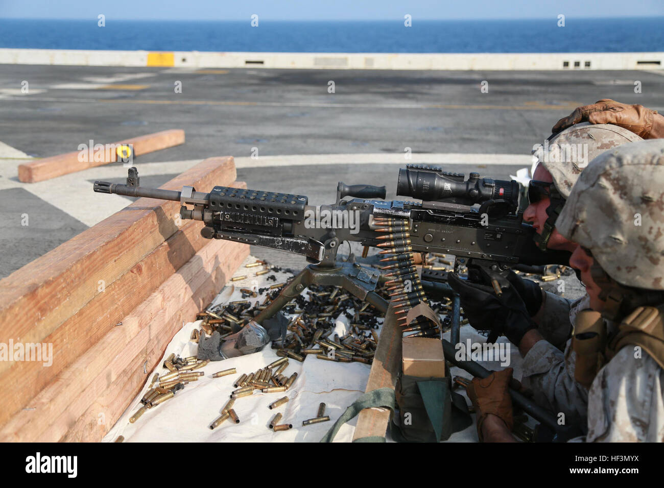 GULF OF ADEN (Oct. 29, 2015) U.S. Marine Cpl. Brandon Galatro fires an ...