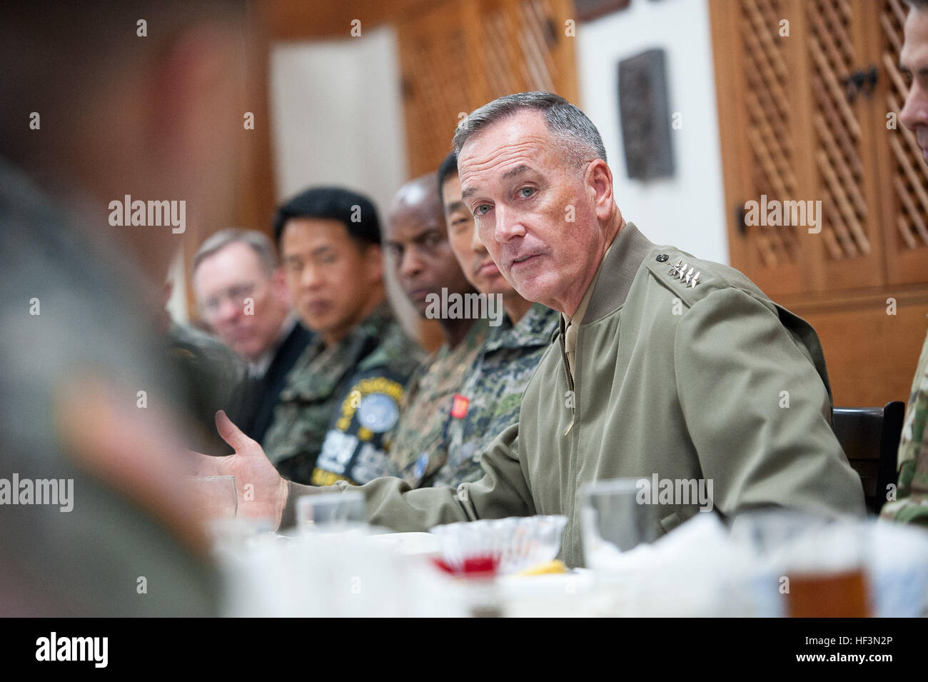 Marine Corps Gen. Joseph F. Dunford Jr., 19th chairman of the Joint Chiefs of Staff, has lunch ...