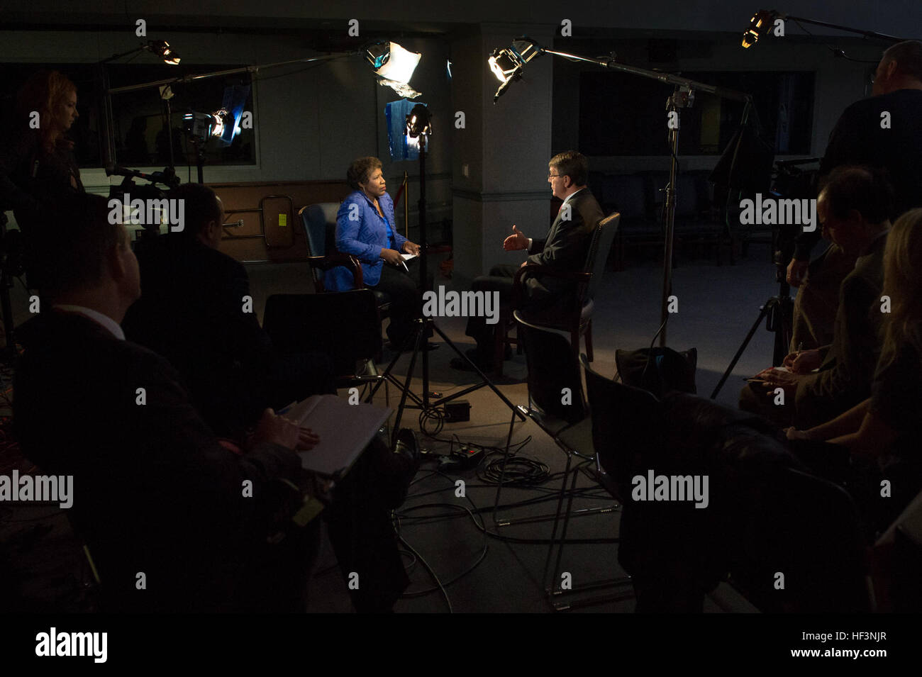 Secretary of Defense Ash Carter speaks with Gwen Ifill, of the PBS ...