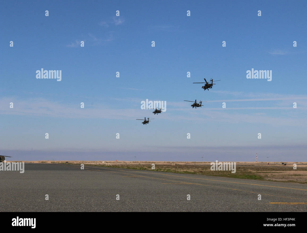 Eight AH-64 Apache helicopters from 3rd Squadron, 6th Cavalry Regiment ...
