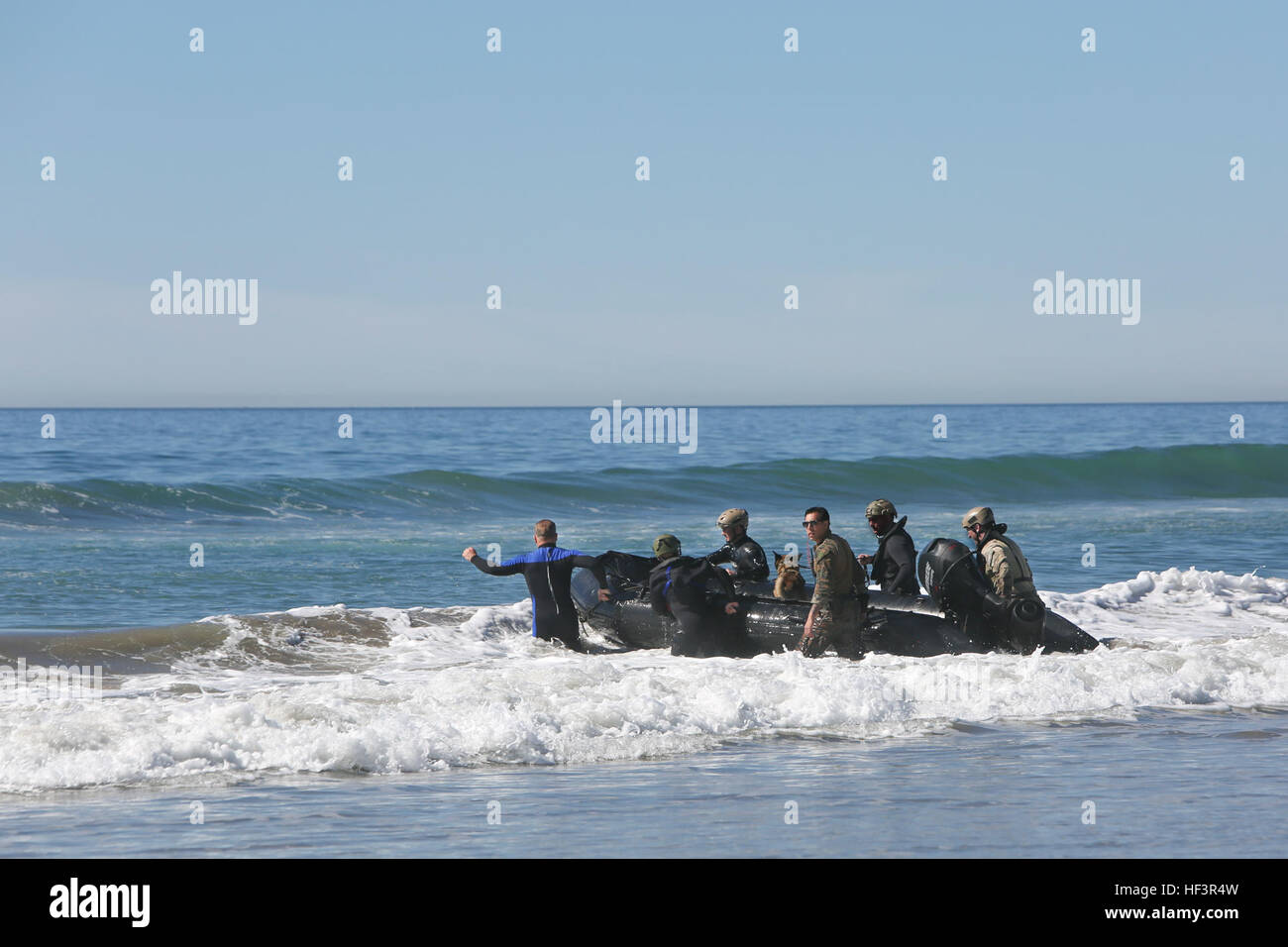 U.S. Marines from MARSOC and foreign special forces conduct Zodiac boat ...