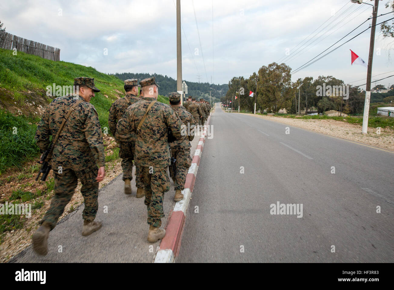U.S. Marines with Black Sea Rotational Force walk to breakfast prior to ...
