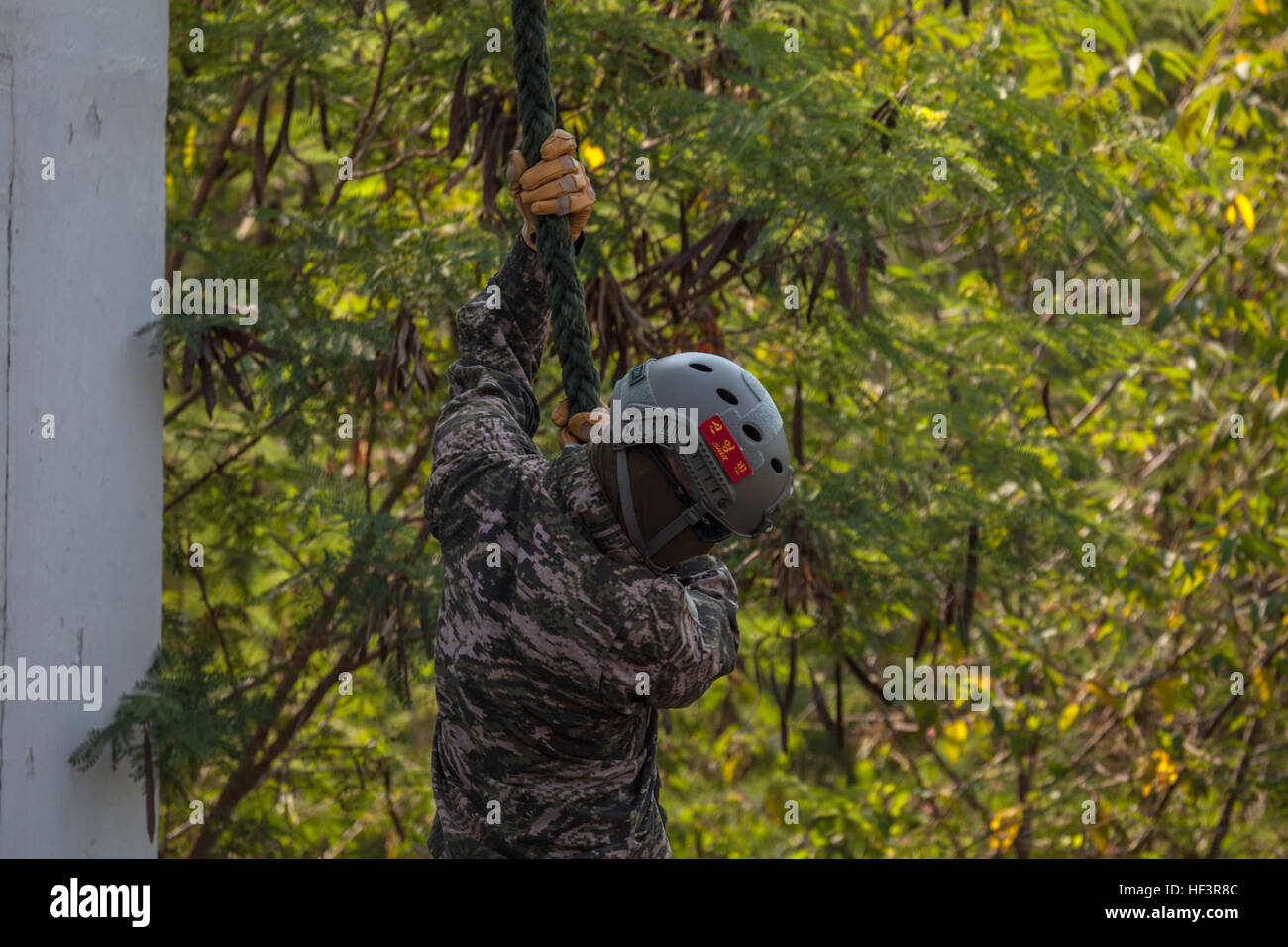 U.S., Thai, and Republic of Korea Marines practice fast rope techniques ...