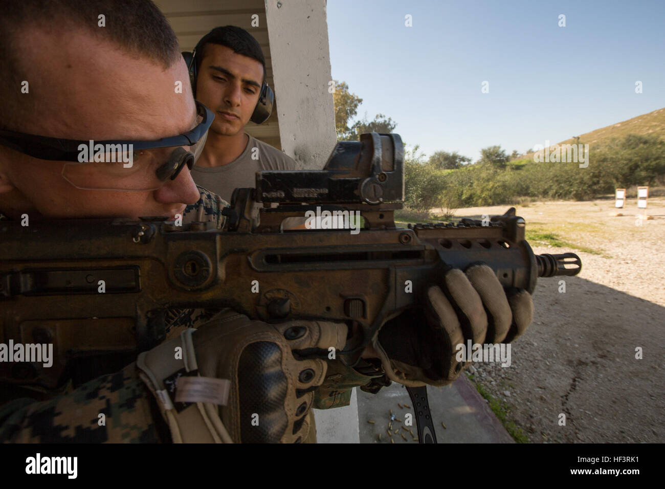 A U.S. Marine with Black Sea Rotational Force shoots an Israel Weapons ...