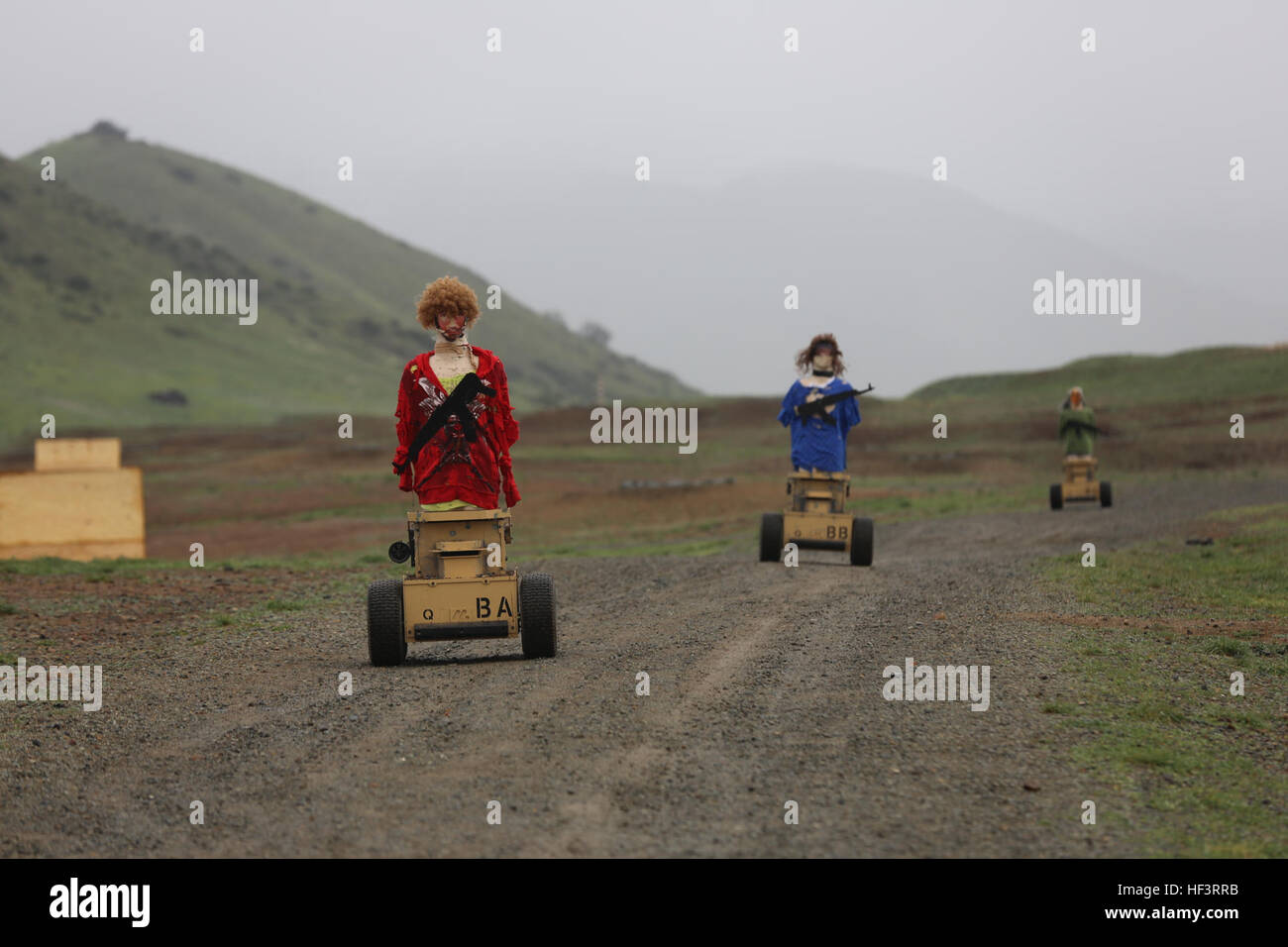 Autonomous Robotic Human Type Targets make their way off of a firing ...