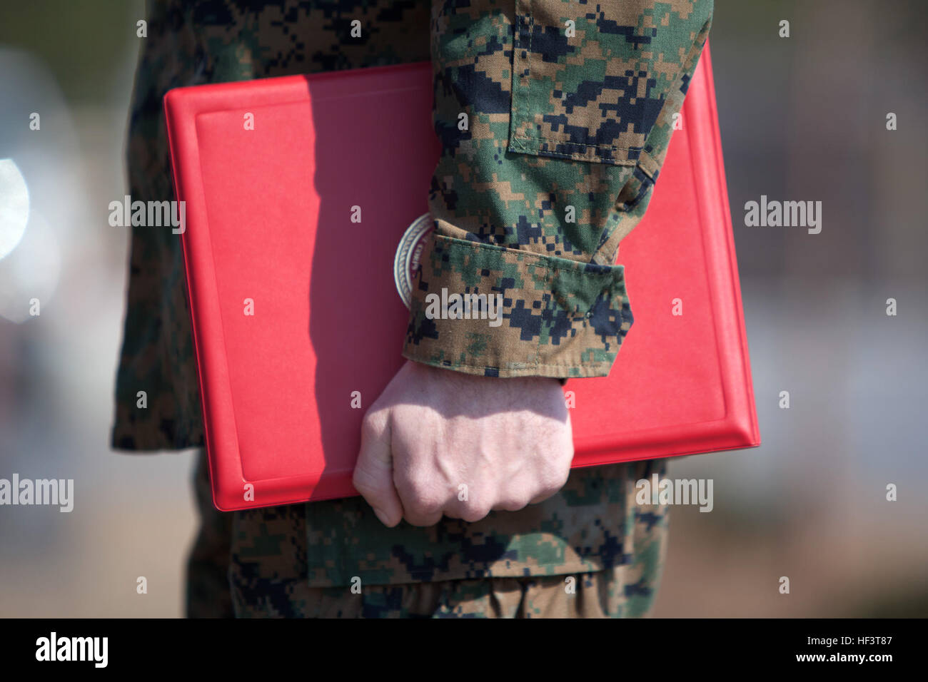Cpl. Joseph Currey grips his award during an award ceremony at Marine ...