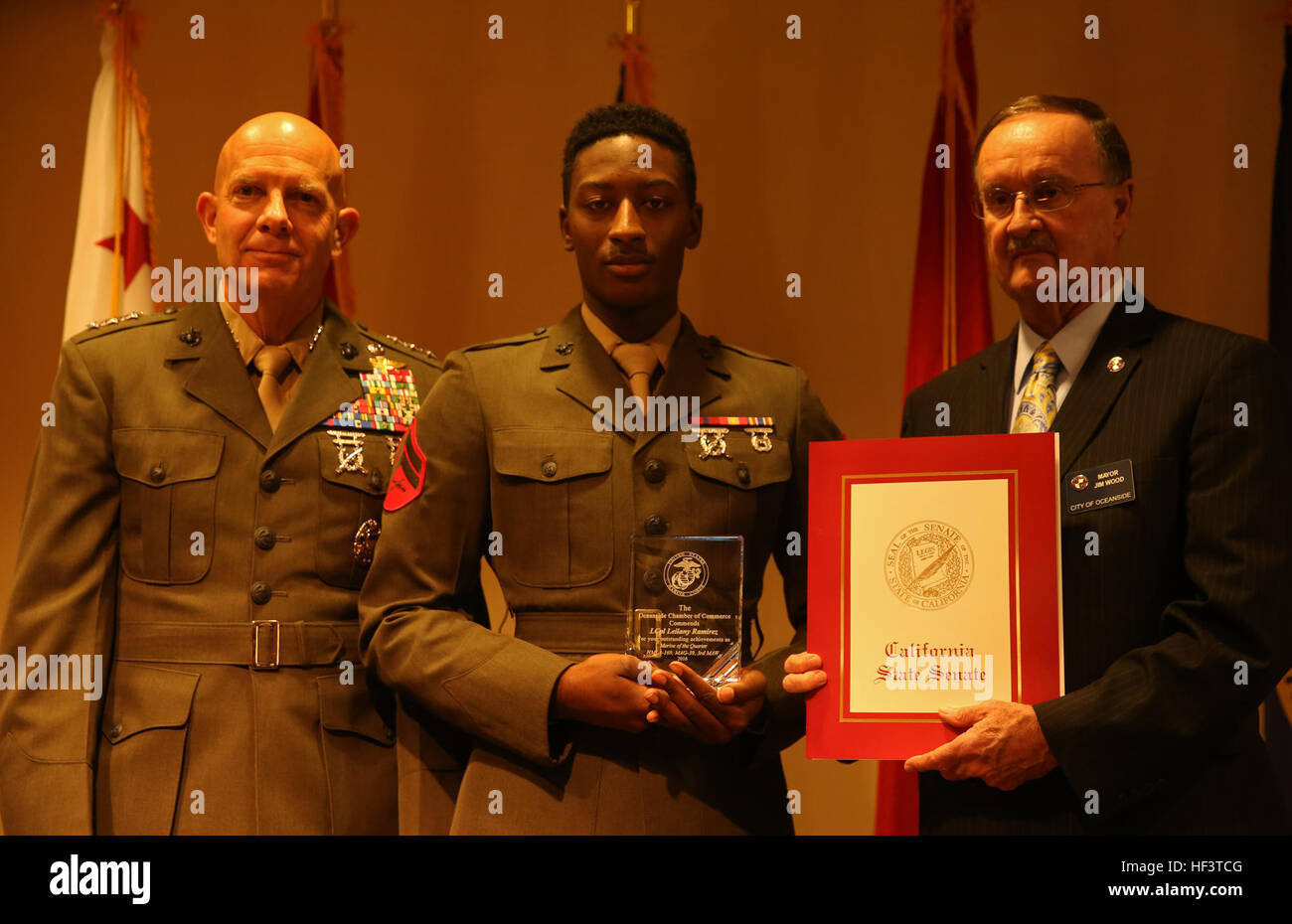 Lt. Gen. David H. Berger, Cpl. Keith L. Richardson III, and Oceanside ...