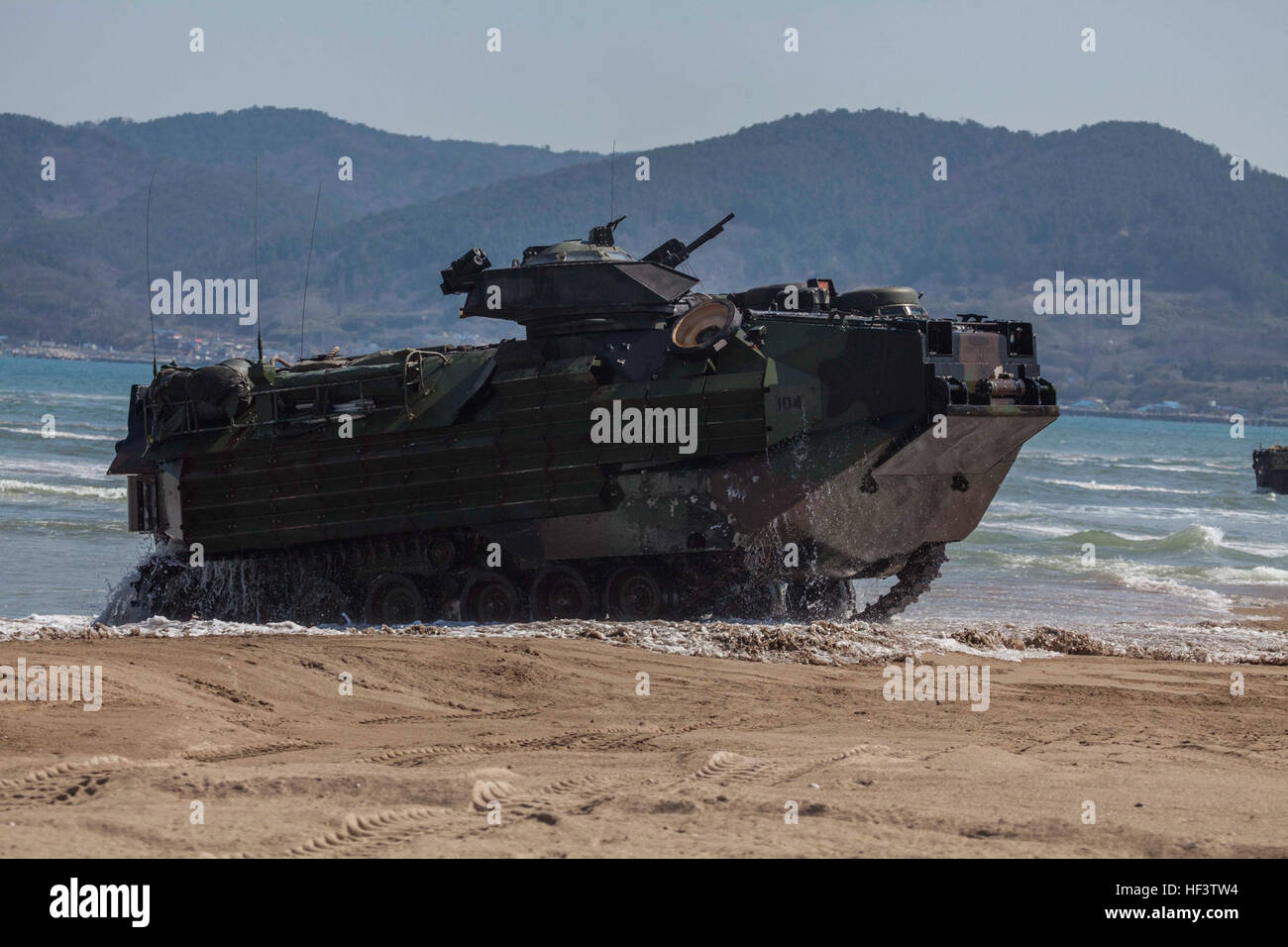 A U.S. Marine Corps AAV-P7/A1 Amphibious Assault Vehicle assigned to ...