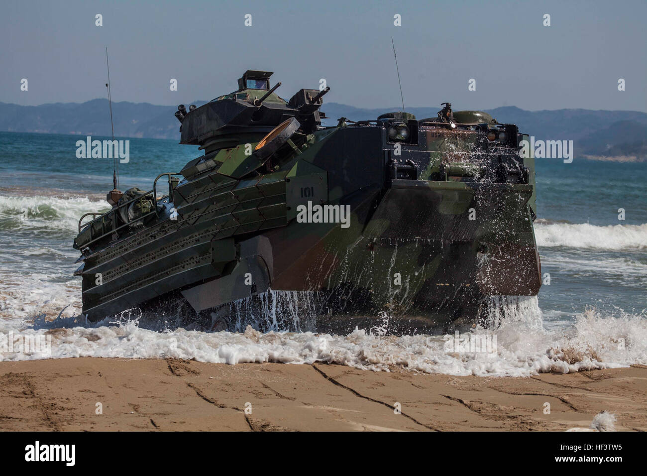 A U.S. Marine Corps AAV-P7/A1 Amphibious Assault Vehicle assigned to ...