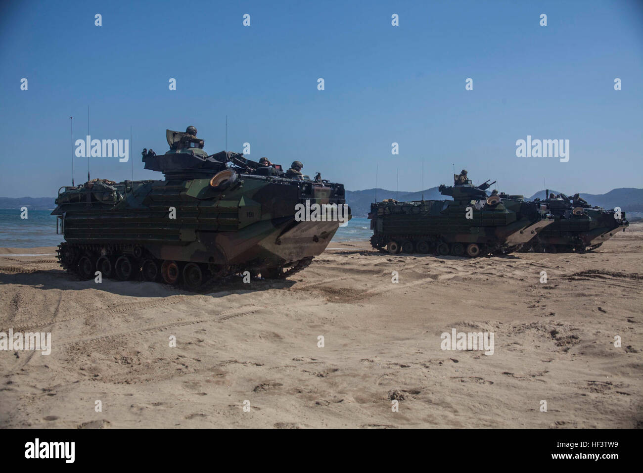 U.S. Marine Corps AAV-P7/A1 Amphibious Assault Vehicles assigned to ...
