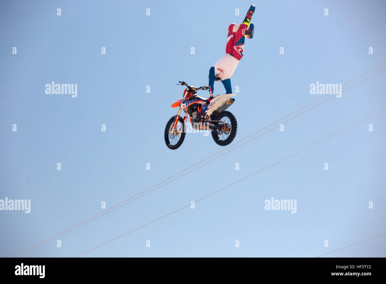 Motocross riders race and perform stunts during the Marine Corps ...