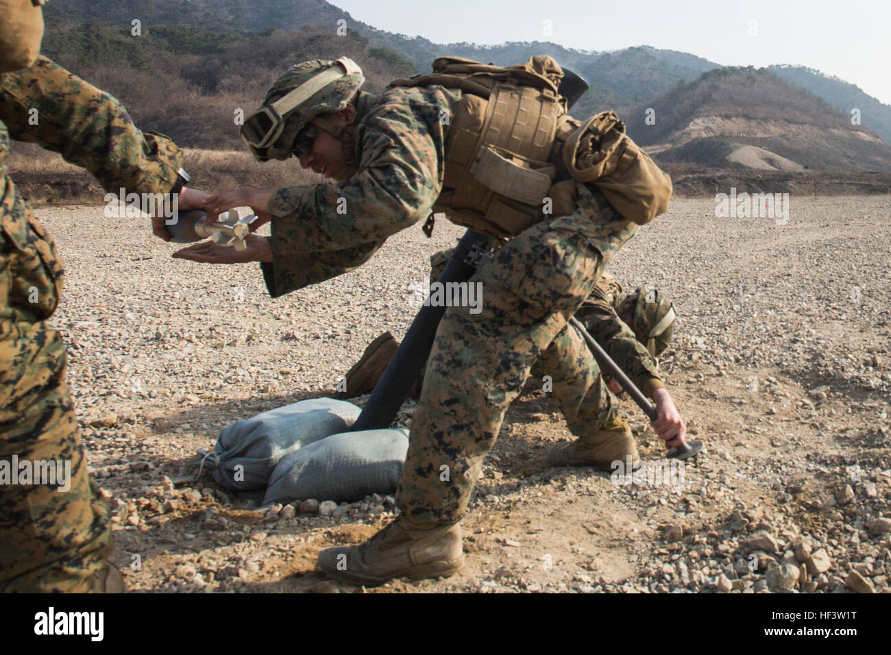 U.S. Marine Corps Lance Cpl. Jabril Giannotti, a mortarman assigned to ...
