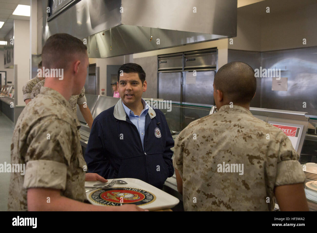 Congressman Raul Ruiz speaks to Marines at Phelps Mess Hall during his ...