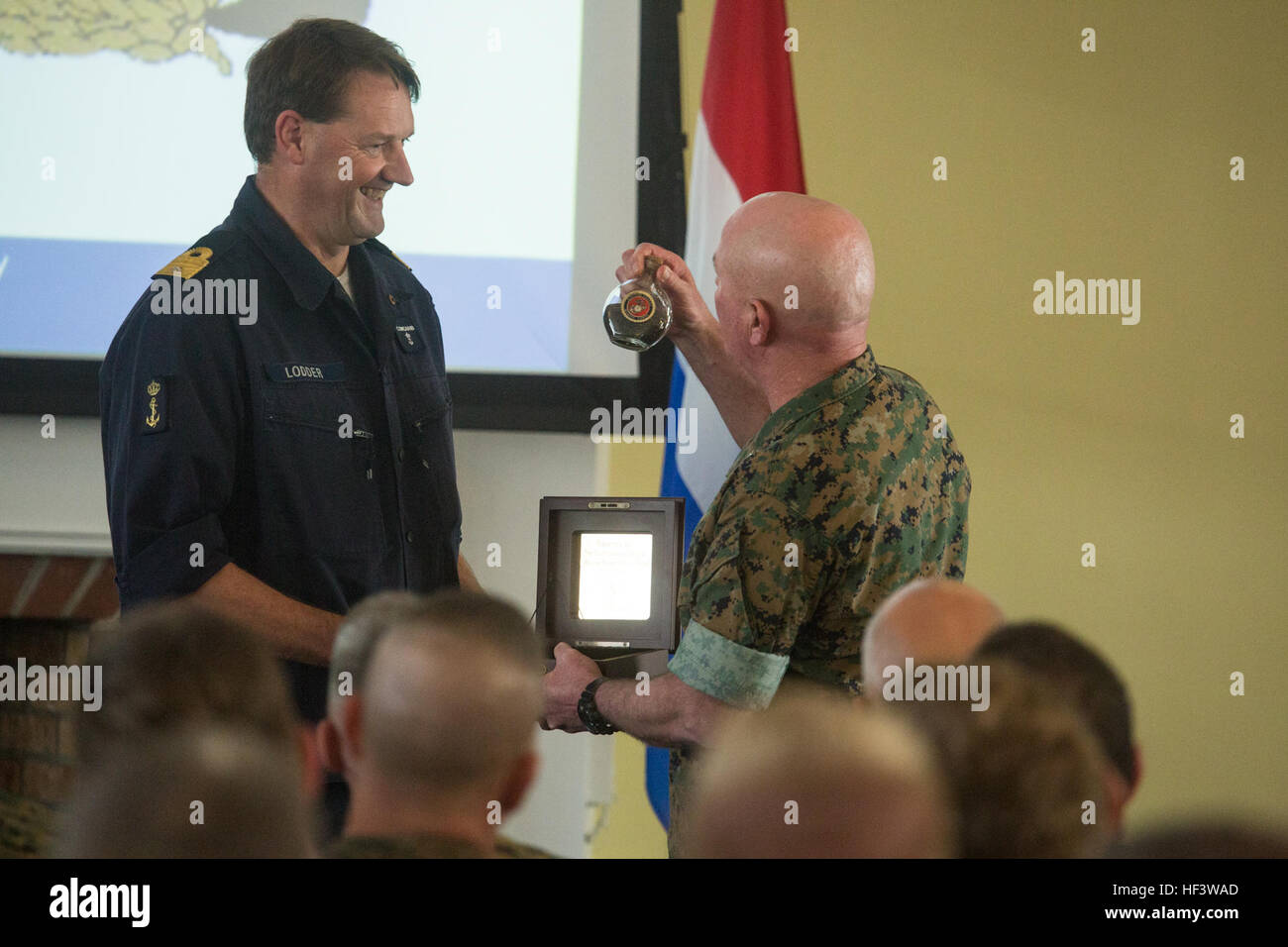 U.S. Marine Corps Maj. Gen. Walter L. Miller, right, commanding general ...