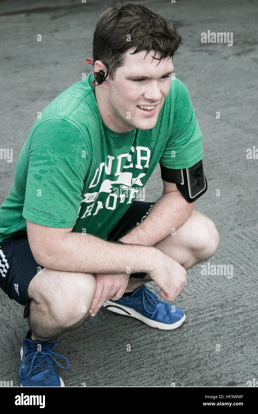 At sea. (March 27, 2016)-U.S. Sailor Lt. j.g. Charles Kaiser with the ...