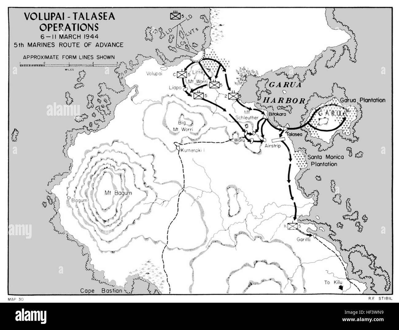Volupai-Talasea US Marines operations map March 1944 (USMC-II-30 Stock ...