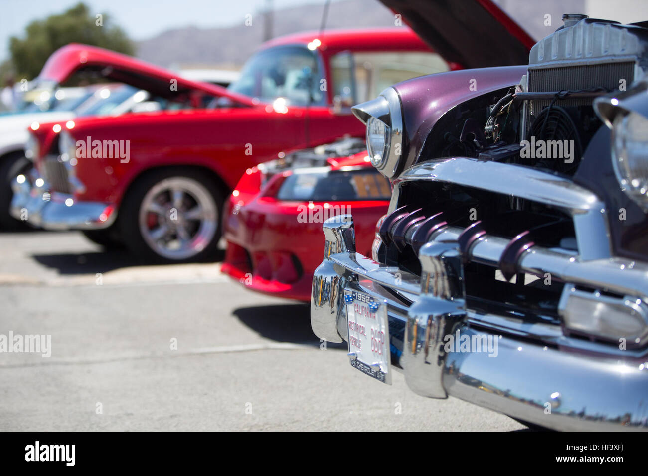 Cars are displayed at Luckie Park in Twentynine Palms, Calif., during ...