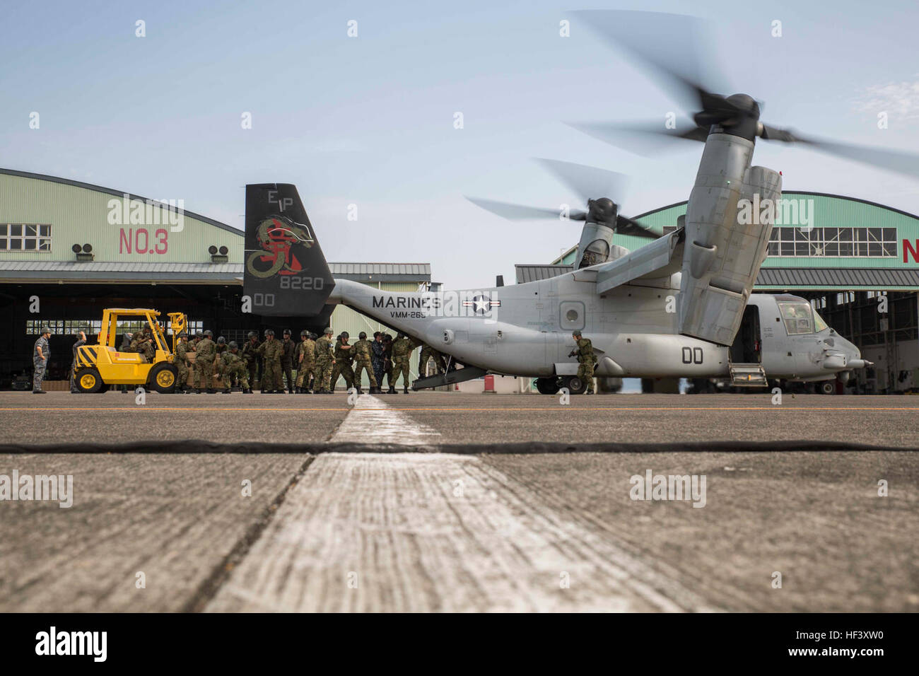 Members of the Japan Ground Self Defense Force load relief supplies ...