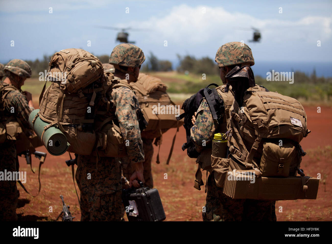 U.S. Marines assigned to 3rd Battalion, 3rd Marine Regiment, line up ...