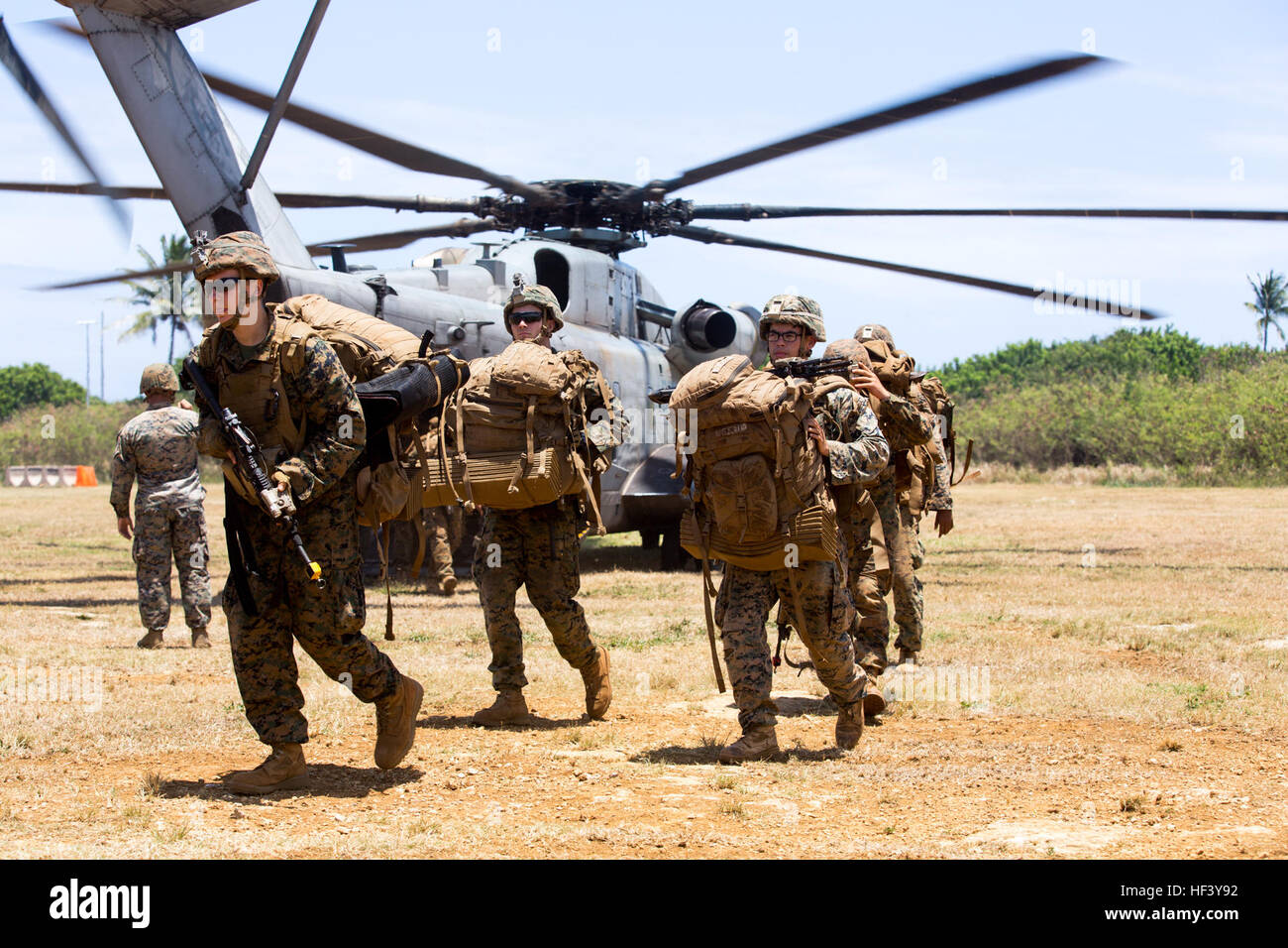U.S. Marines assigned to 3rd Battalion, 3rd Marine Regiment disembark ...