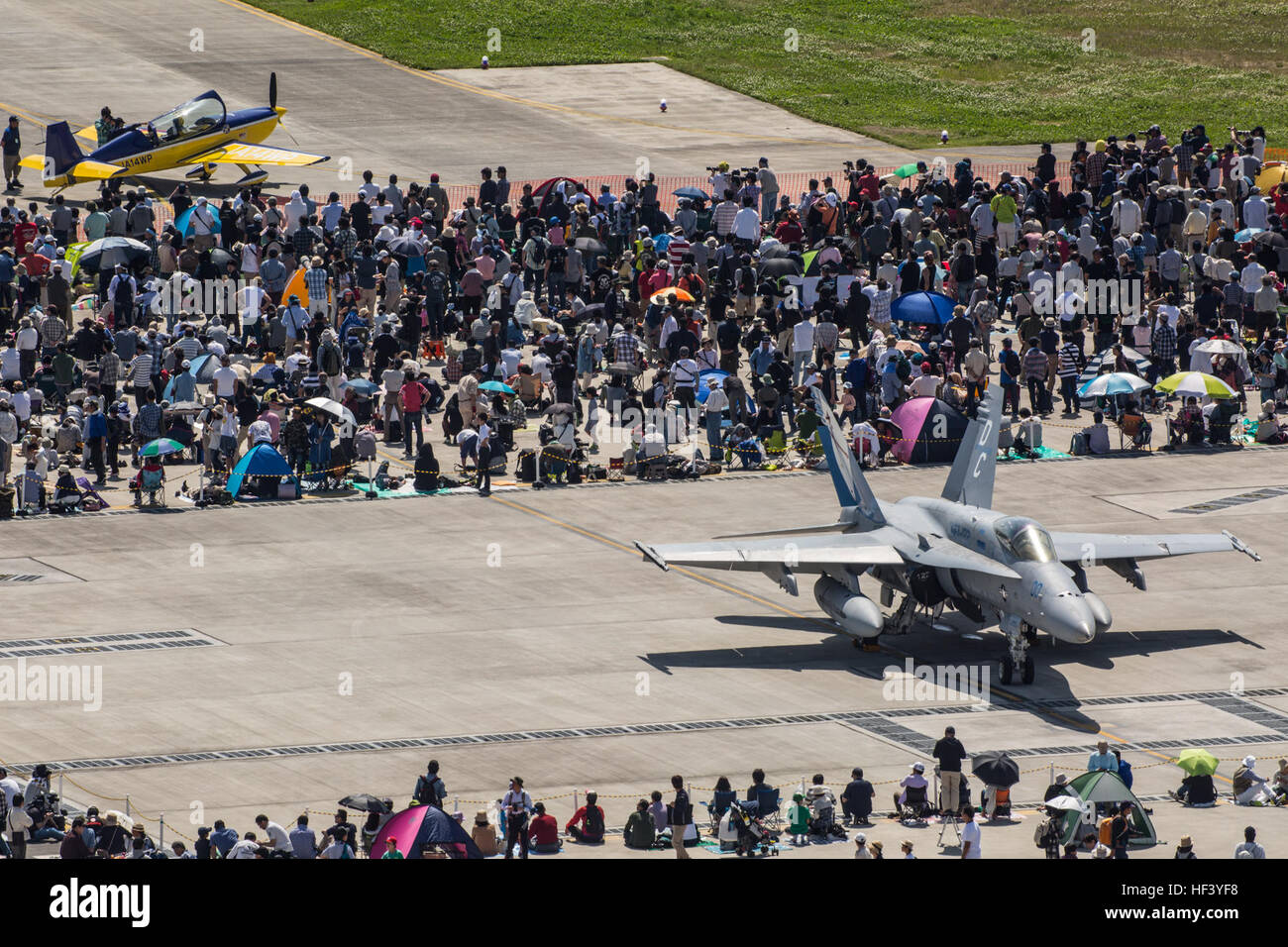 Japanese locals view static displays of U.S. military aircraft ...