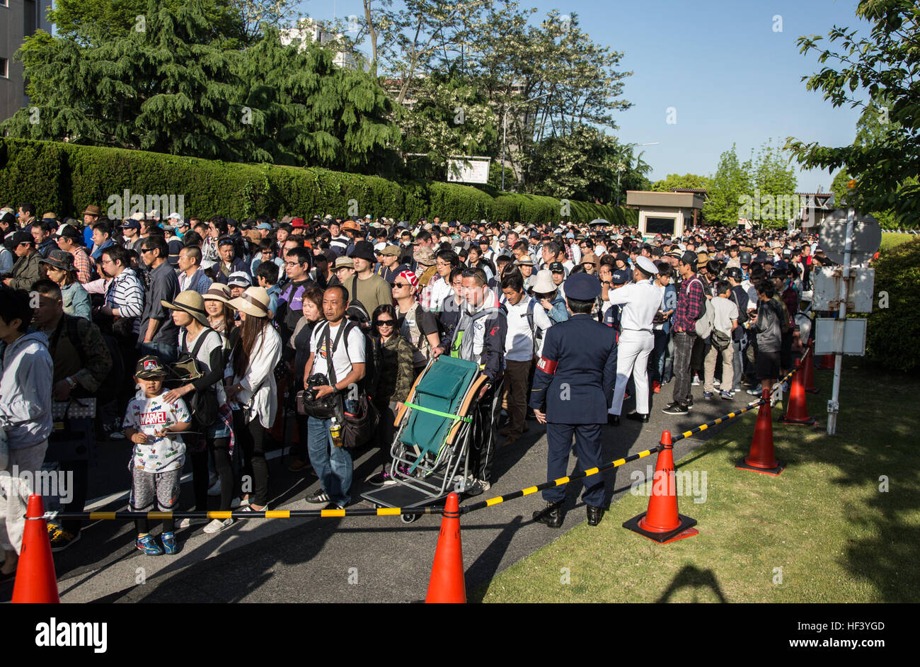 Guests crowd the gates at Marine Corps Air Station Iwakuni, Japan in ...