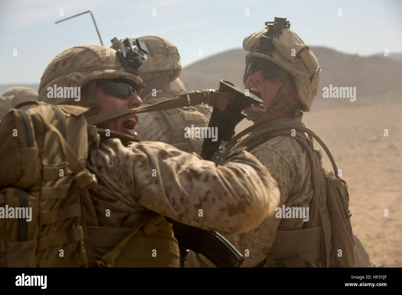 Marines with 2nd Battalion, 8th Marine Regiment, echo a command from ...