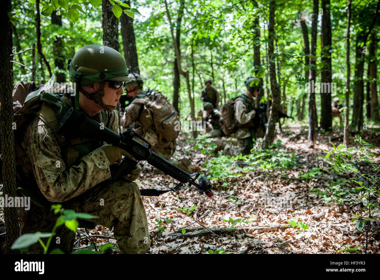 U.S. Marines attending the Military Police Basic Course, provide ...