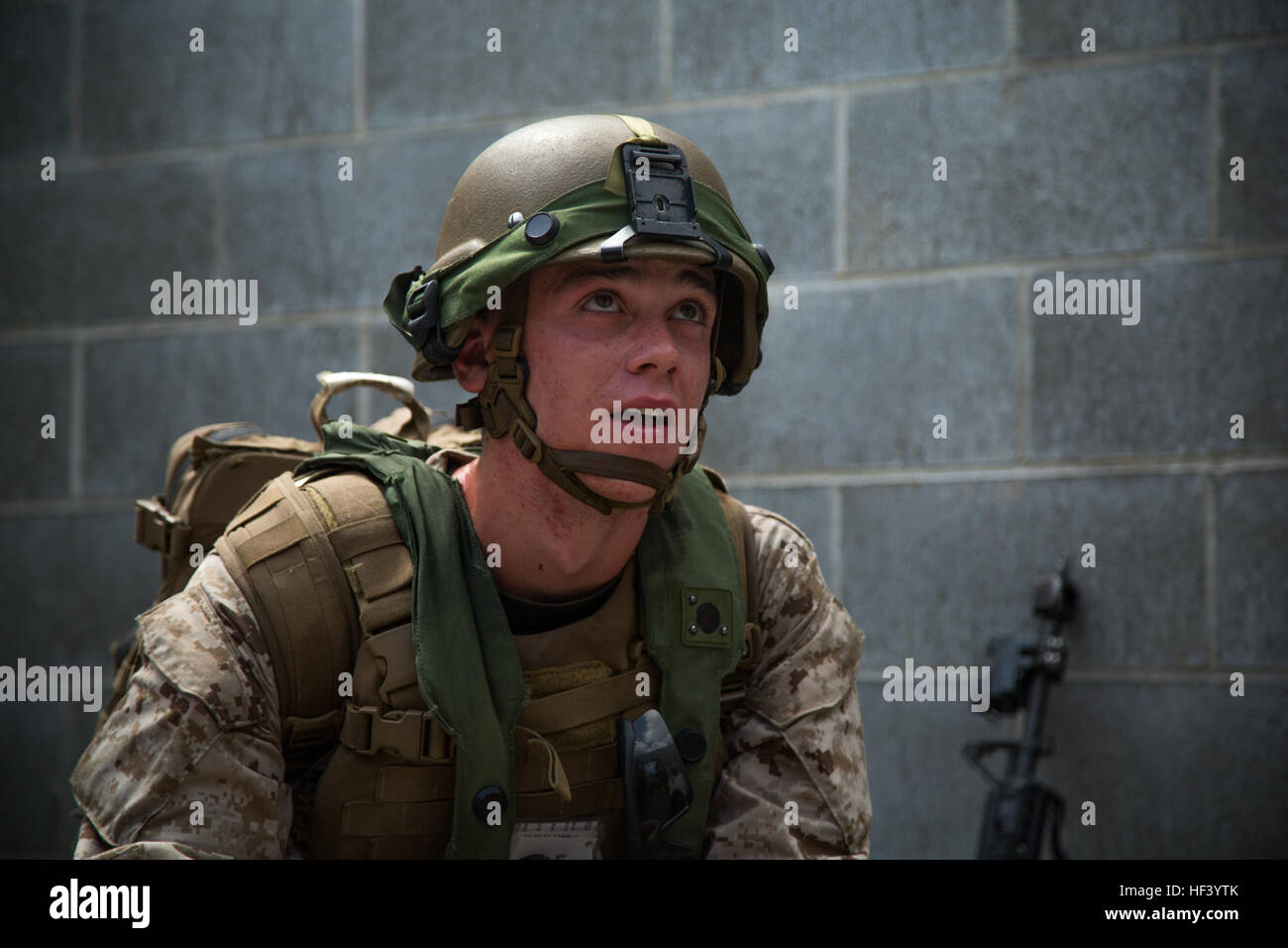 A U.S. Marine attending the Military Police Basic Course gathered ...