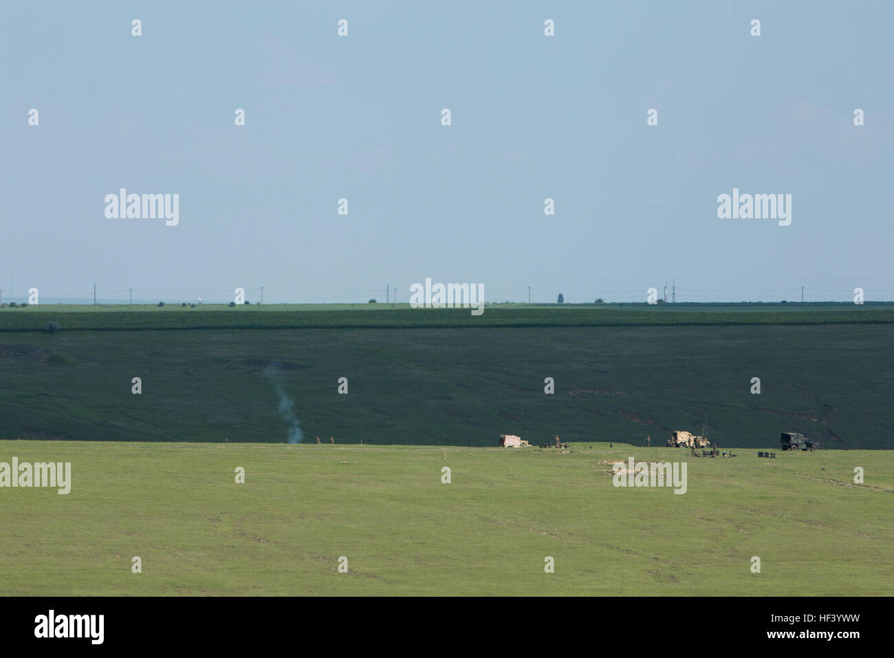 U.S. Marines with Black Sea Rotational Force fire mortars on a notional ...