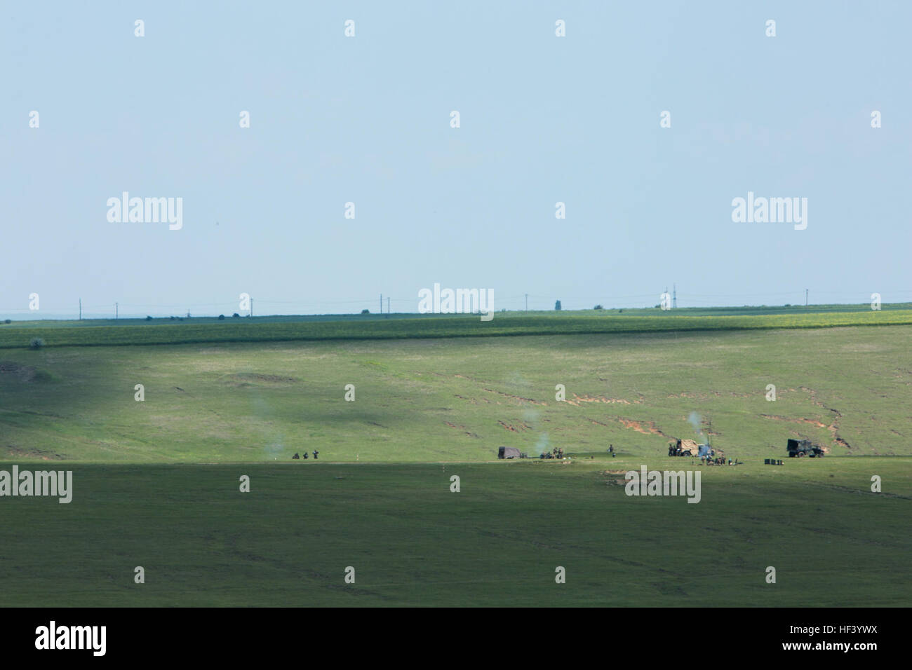 U.S. Marines with Black Sea Rotational Force fire mortars on a notional ...