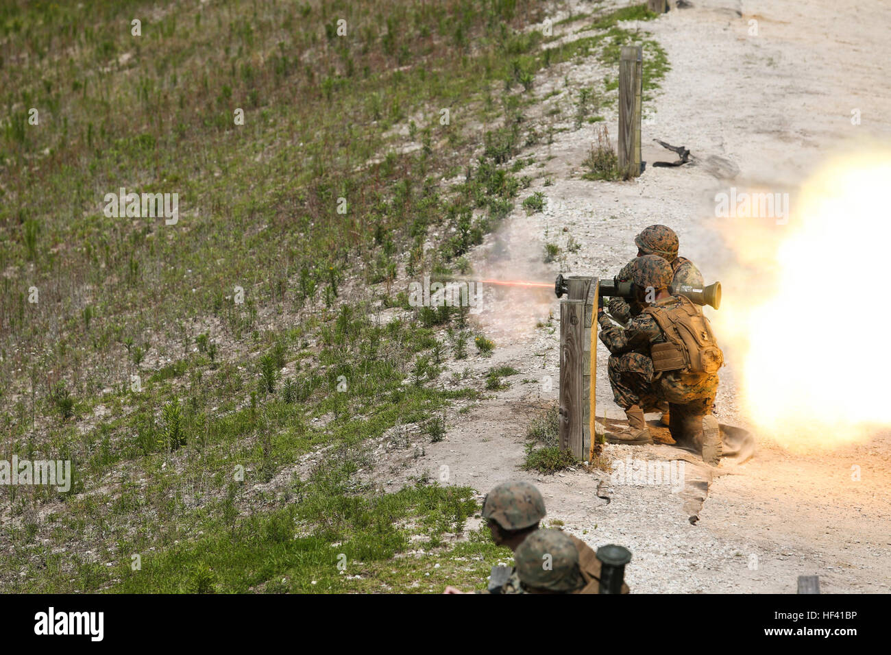 A Marine from Bravo Company, 2nd Law Enforcement Battalion fired an AT ...