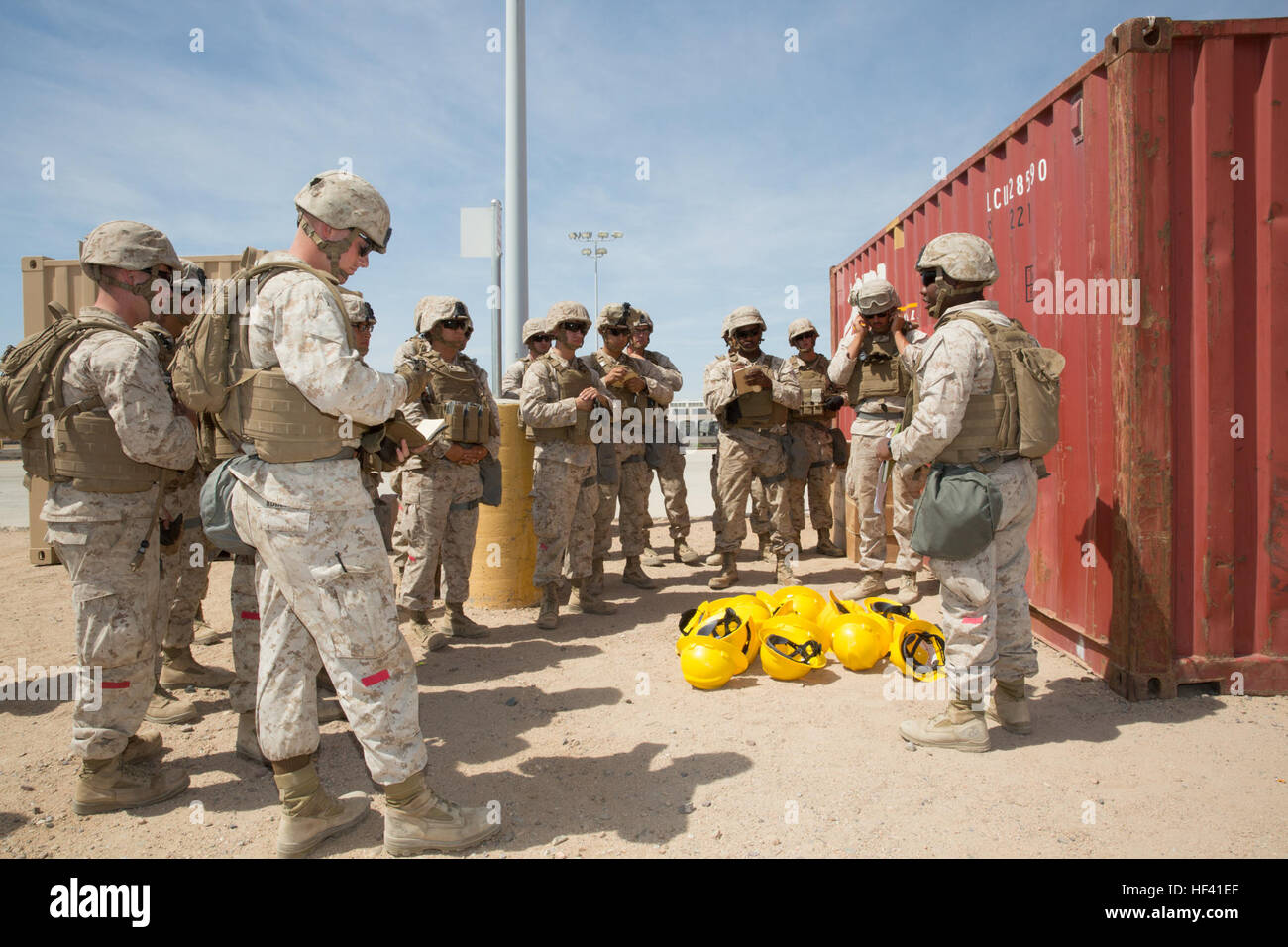 Sgt Desmond Davis, right, of Combat Logistics Battalion 7, provides his ...