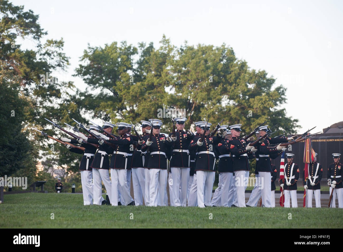 U.S. Marines with Marine Barracks Washington perform during a sunset ...