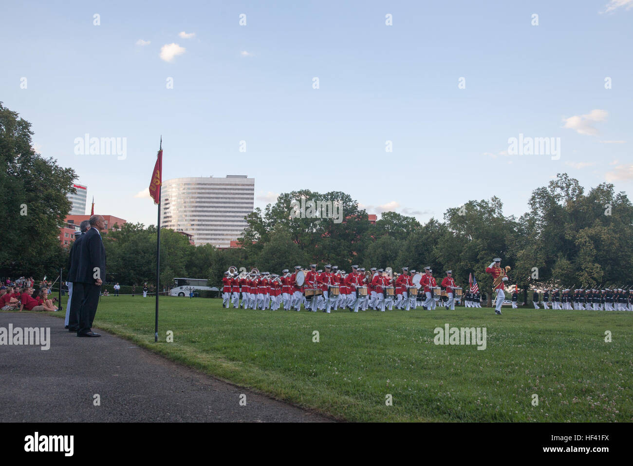 U.S. Marines with Marine Barracks Washington perform during a sunset ...