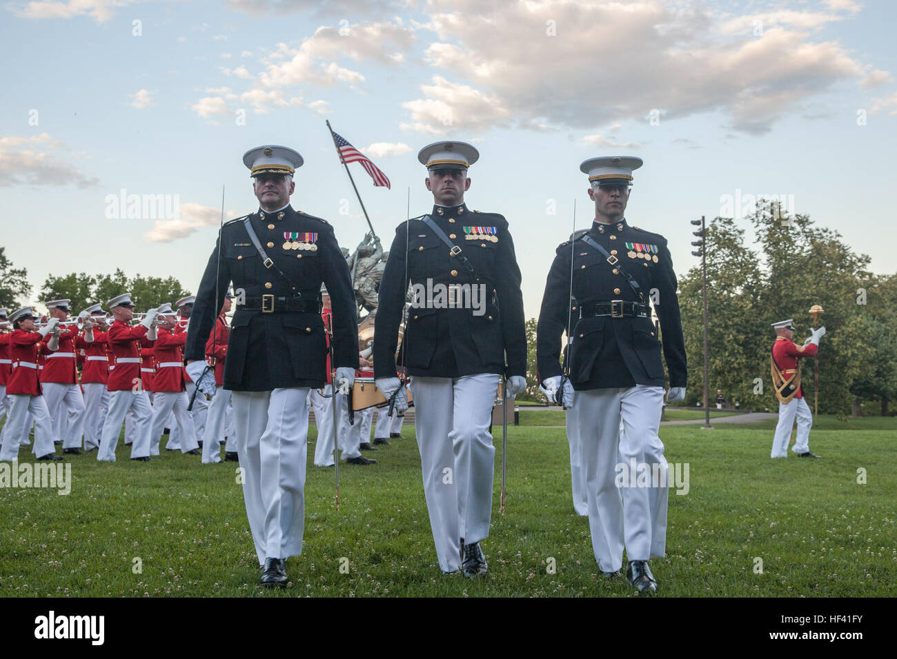 U.S. Marines with Marine Barracks Washington perform during a sunset ...